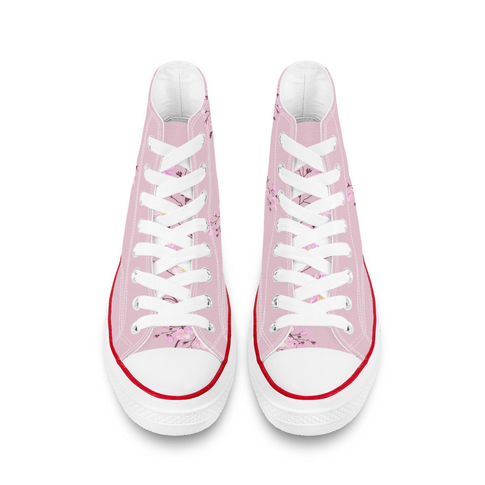 Pink Cherry Blossom Converse Style High Tops, Original Sakura Shoes for ...
