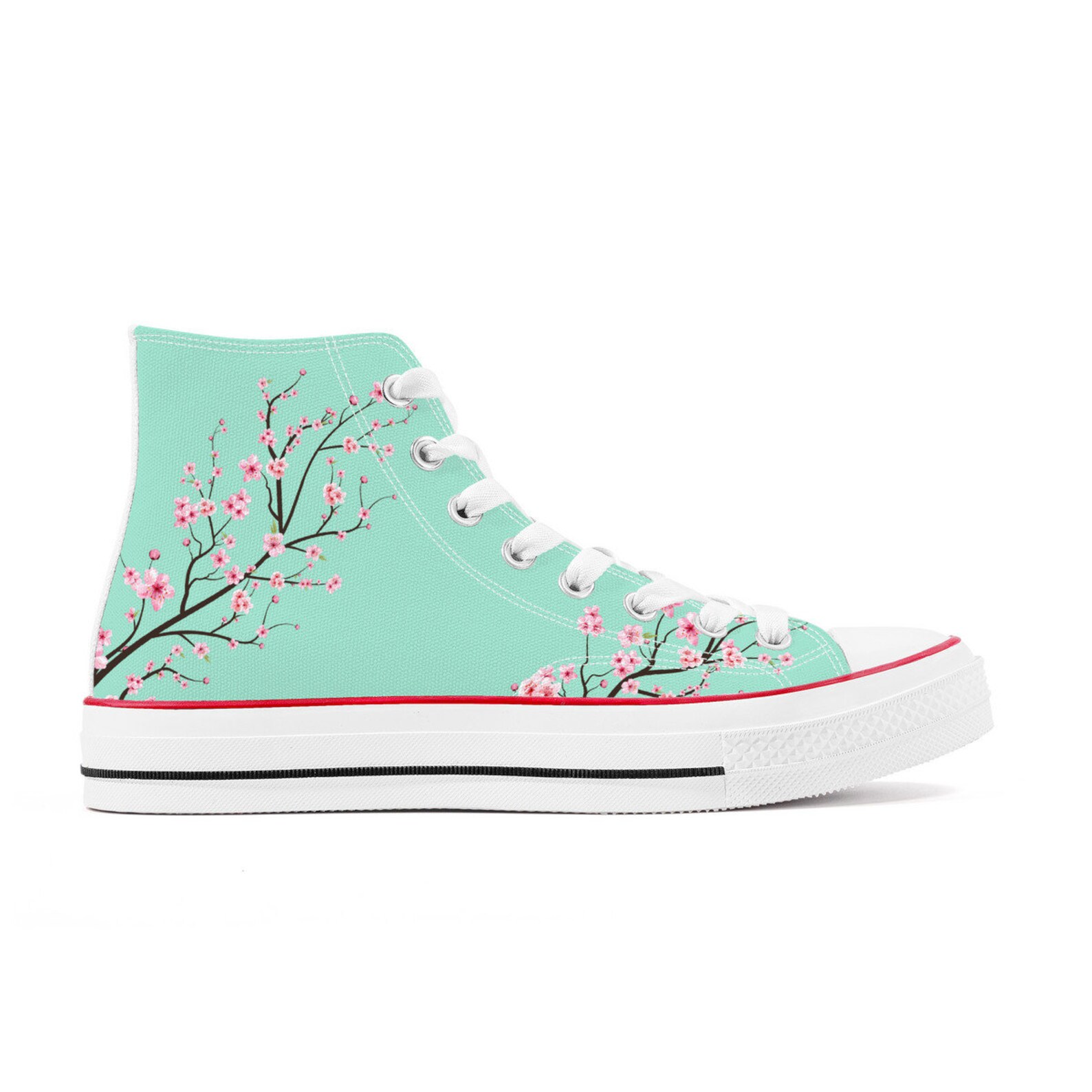 Green Wedding Converse Style Cherry Blossom High Tops, Original Sakura ...