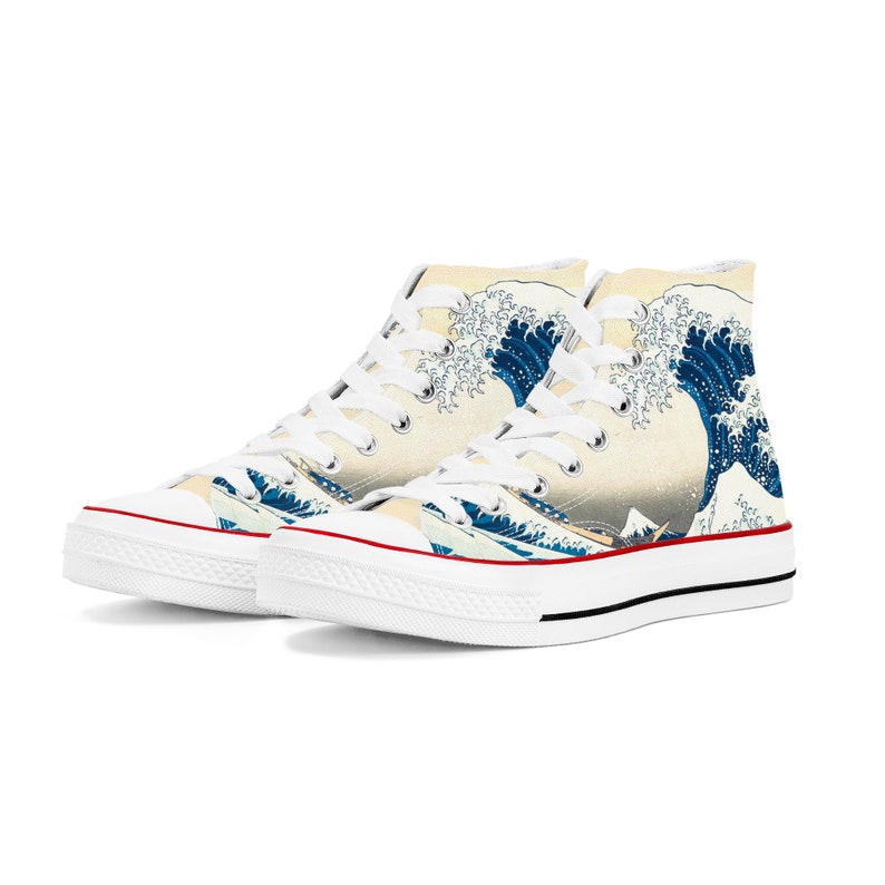 Converse-style the Great Wave High-top Sneakers - Etsy