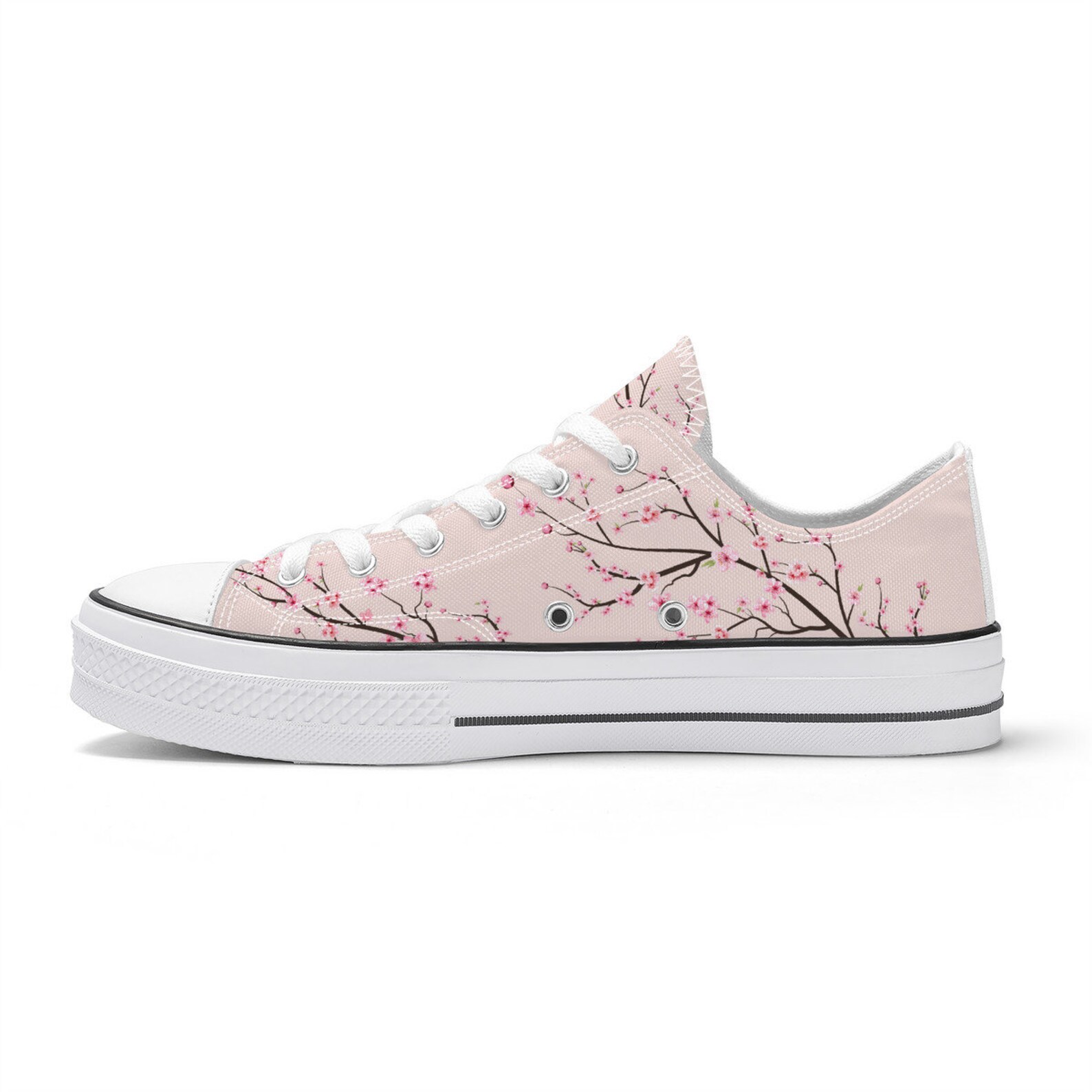 Rose Converse Style Cherry Blossom Low Tops, Original Sakura Shoes for ...