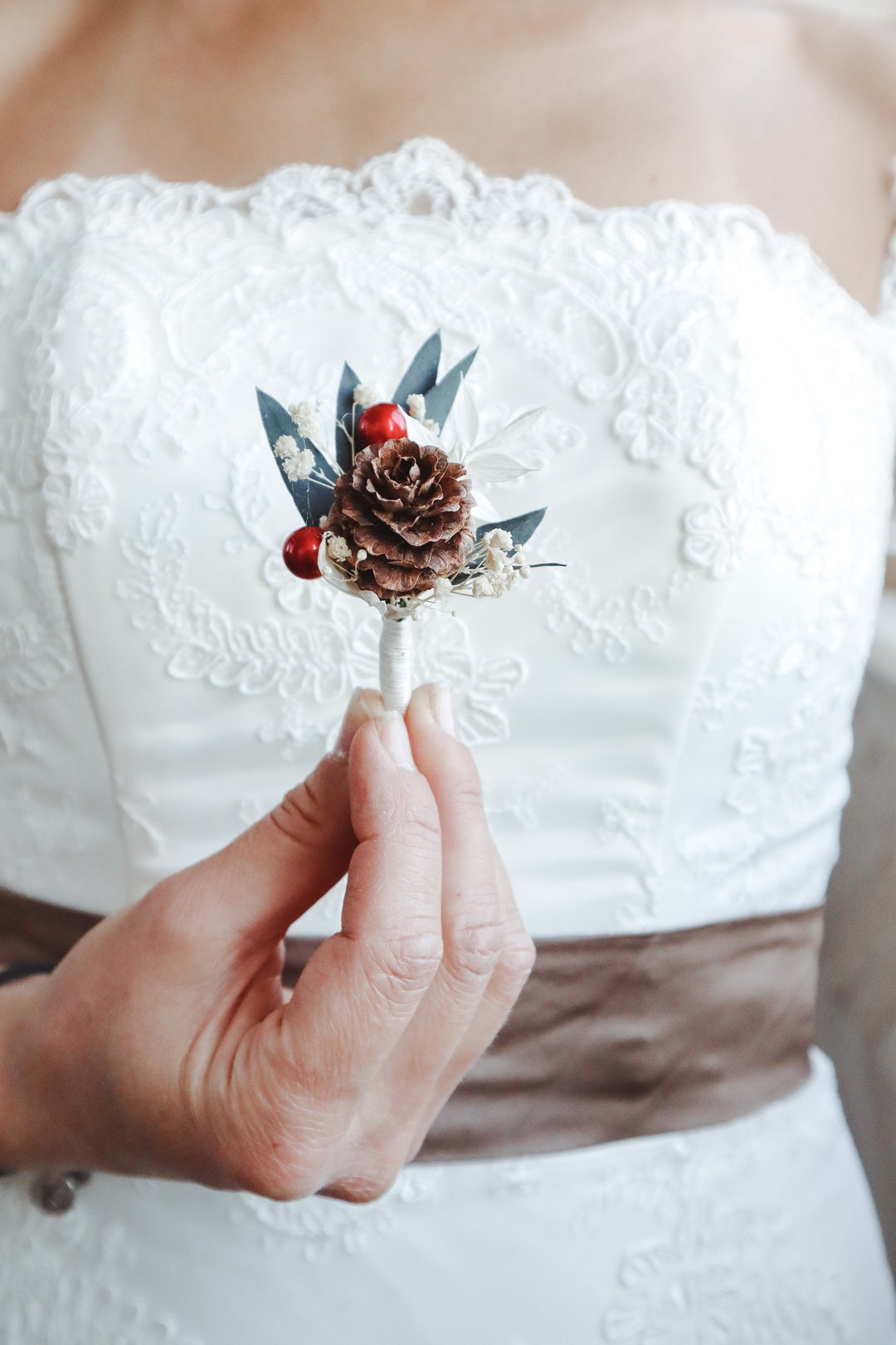Winter Wedding Boutonnieres Rustic Dried Flower Boutonnieres - Etsy