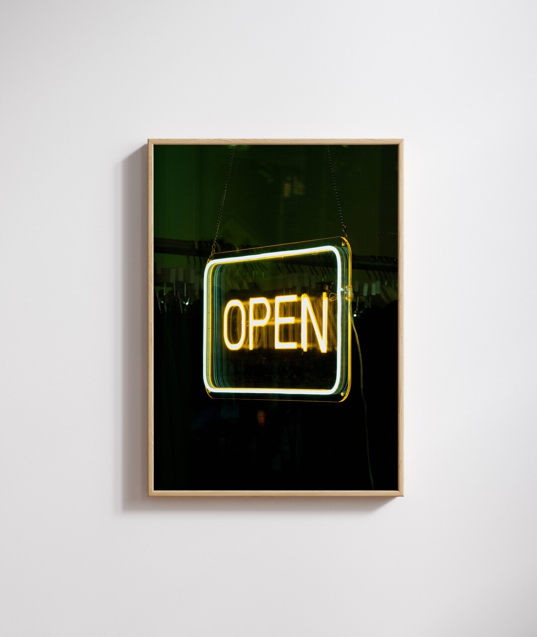 Neon Yellow Open Sign. Digital Photography Art Print for the Wall. - Etsy