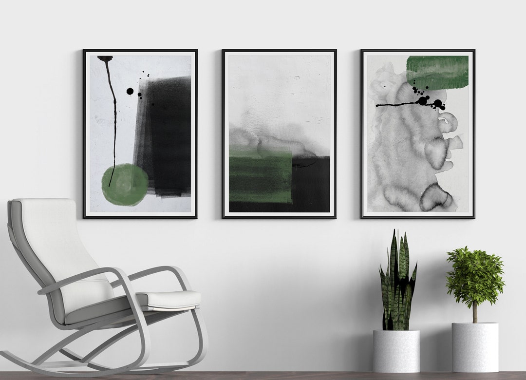 Set O 3 Abstract Paint Posters, Digital Prints, Contemporary Modern ...