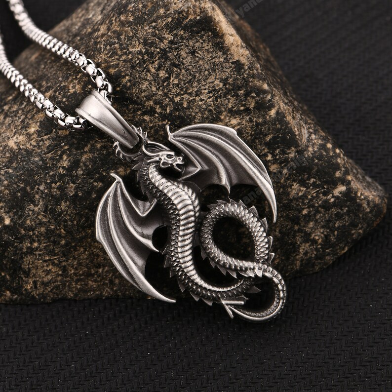Handmade Silver Dragon Pendant/ Personalized Men's - Etsy