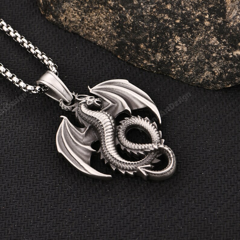 Handmade Silver Dragon Pendant/ Personalized Men's - Etsy