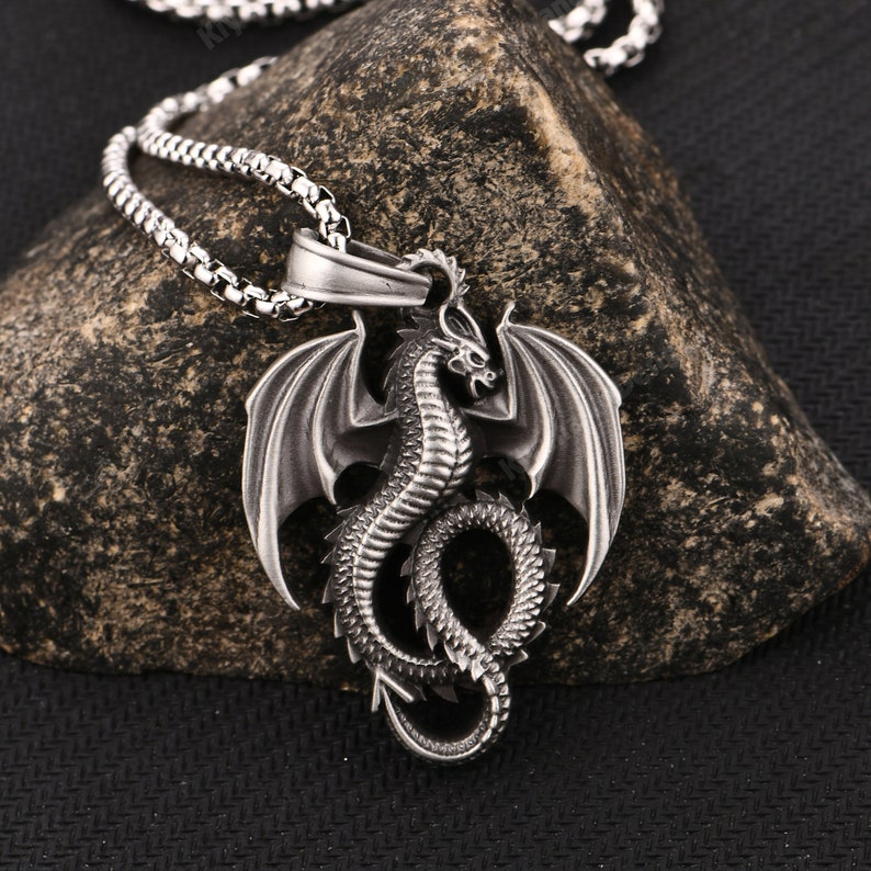 Handmade Silver Dragon Pendant/ Personalized Men's - Etsy