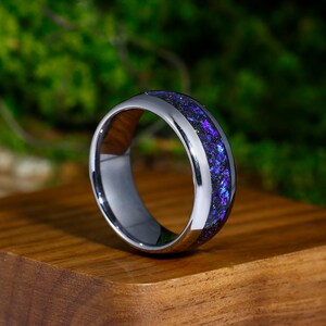 Crushed Natural Lapis Lazuli Wedding Band Nebula Men Matching Band ...