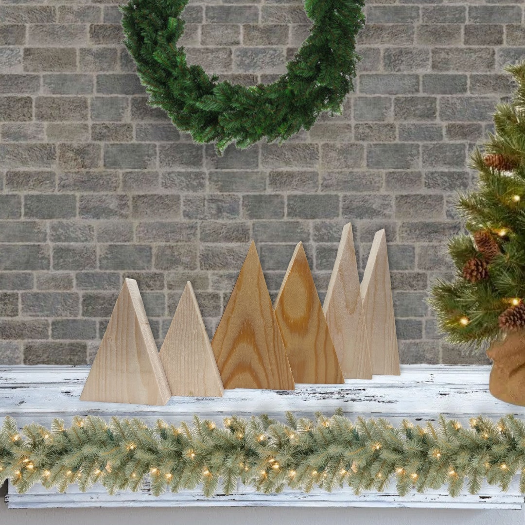 Unfinished Wood Trees, Two in Each Size, 3, 5, 6" Tall | Set of Six ...