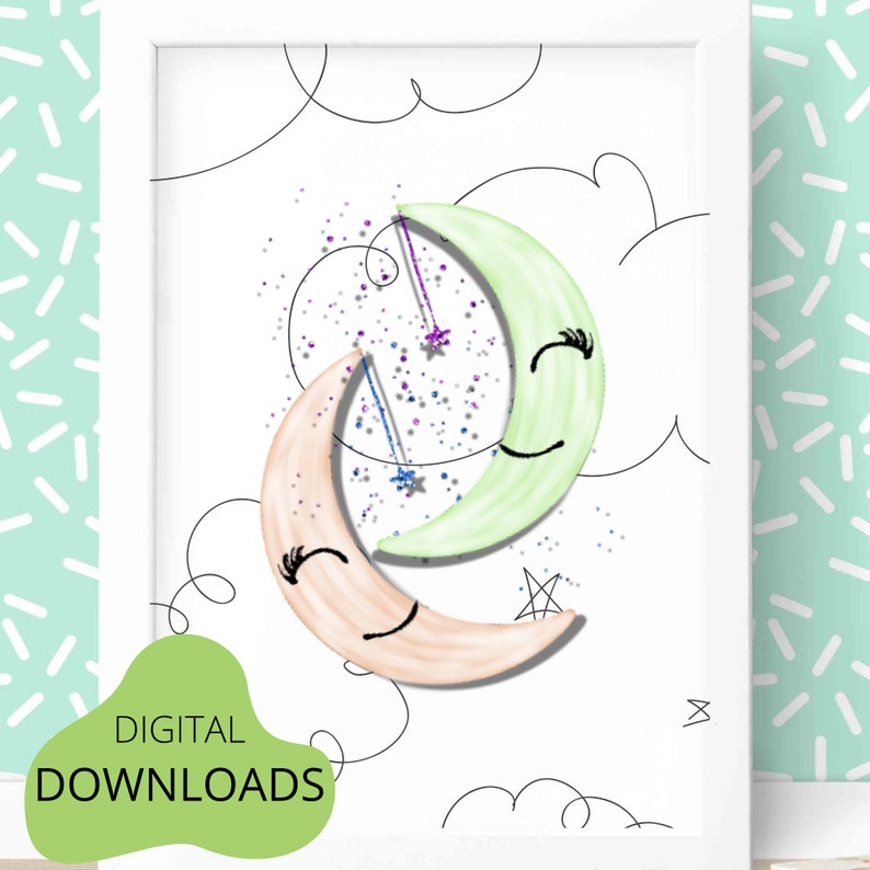 Starry Night Moon Design Downloadable Print Home Art Prints - Etsy