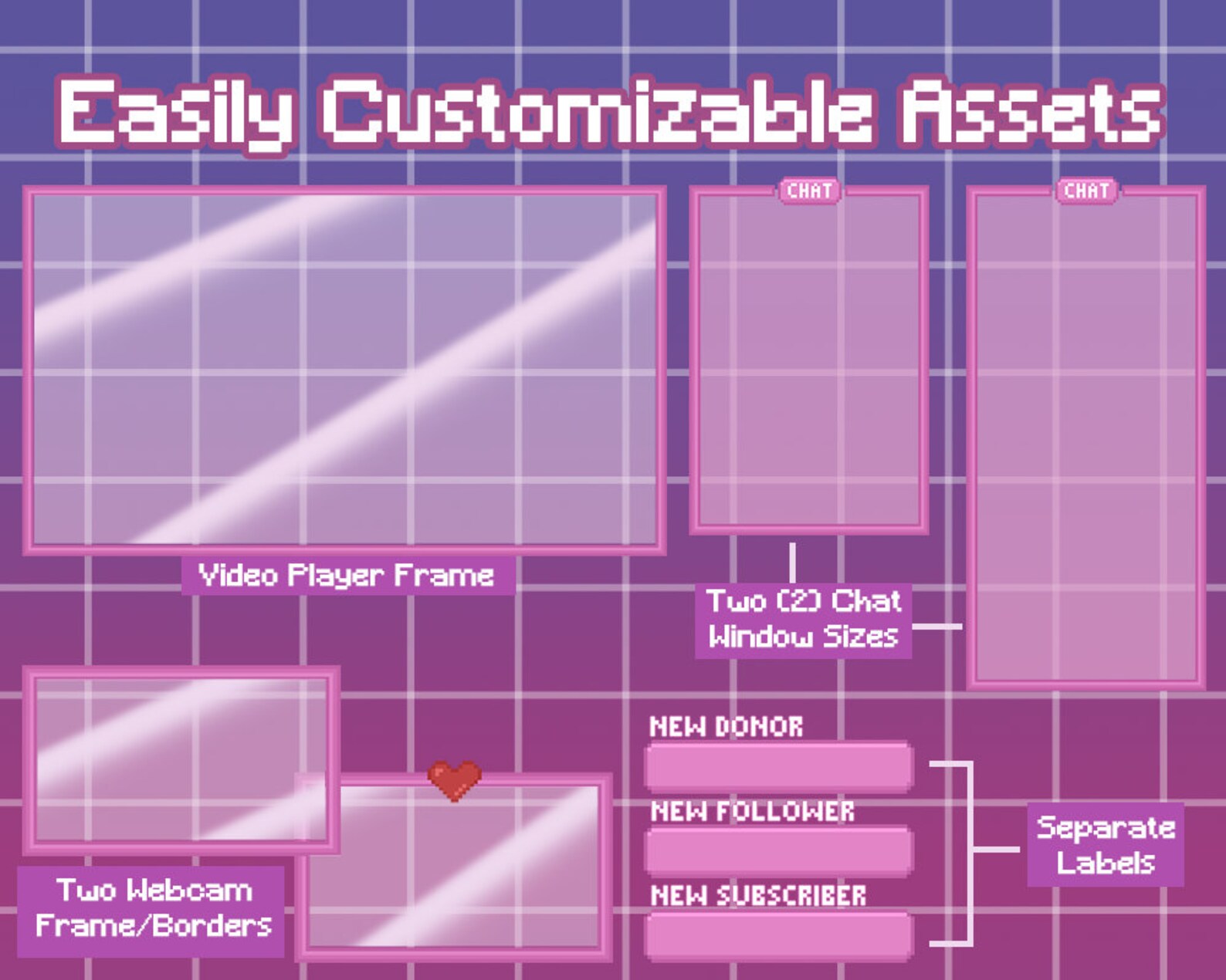 ANIMATED Pink Clouds Aesthetic Streamer Twitch Overlay Streamer OBS ...