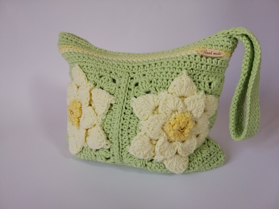 Large Crochet Cosmetic Bag, Crochet Makeup Bag, Travel Organizer, Large ...