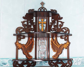 Wooden Corner Shelf for Icons Catholic Home Altar Christian - Etsy