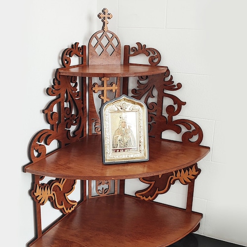 Wooden Corner Shelf for Icons Catholic Home Altar Christian - Etsy