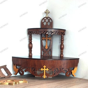 Corner Shelf Wooden Altar Display Christian Catholic Orthodox Home ...