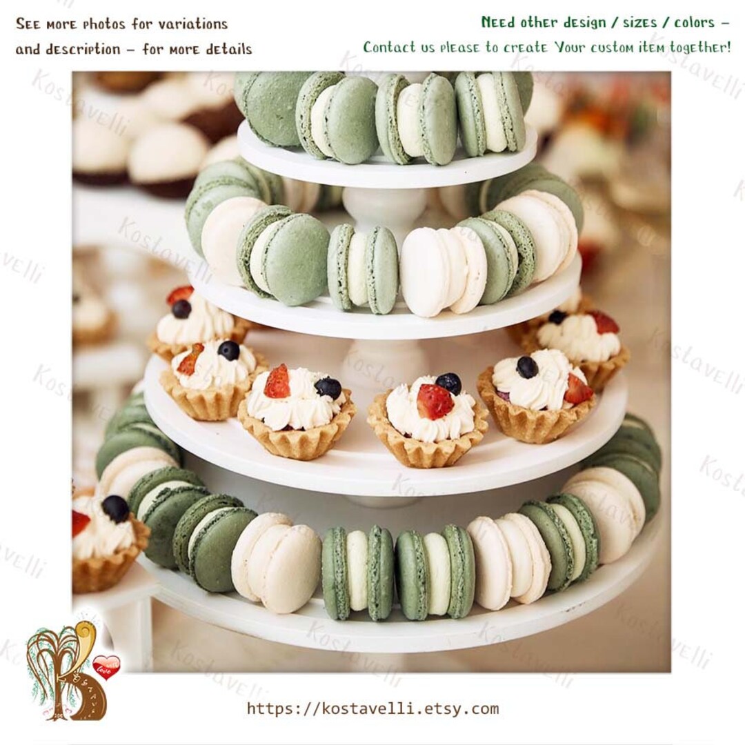 Macaron Tower 10 9 8 7 6 5 Tiers Wood Macarons Tray Treat Stand Custom ...