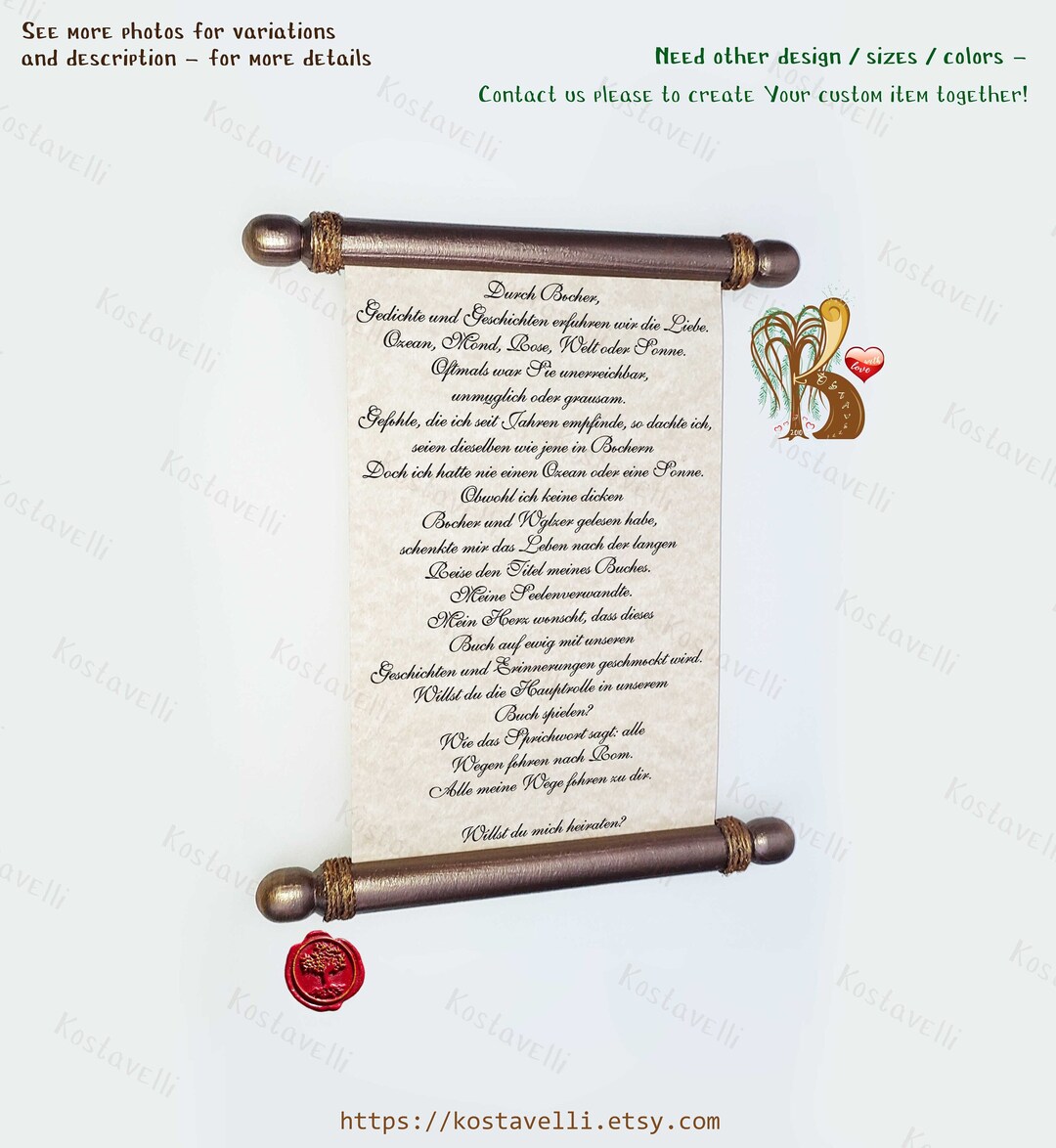 Custom Scroll Love Letter Valentines Anniversary Rolled Scrolls on ...