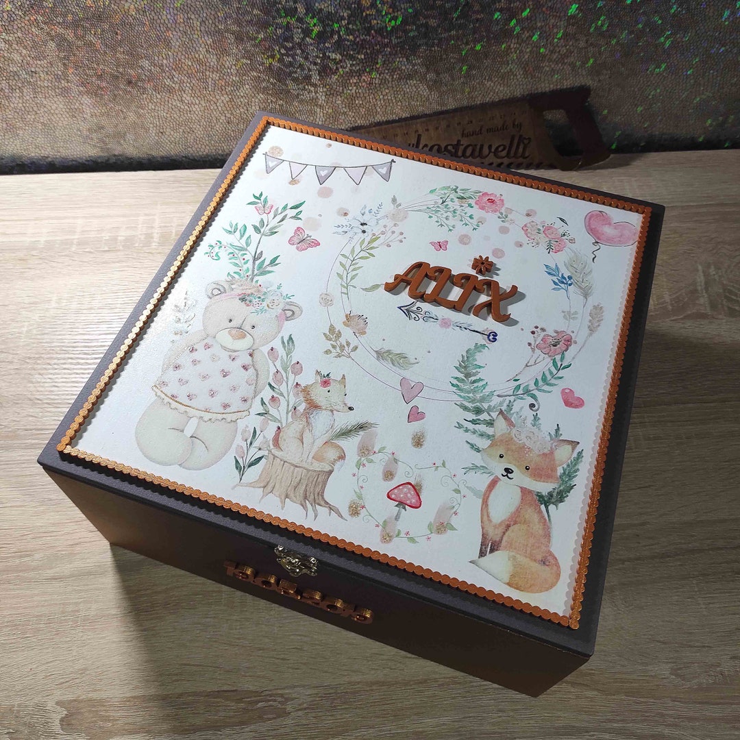 Baby Memory Box, Personalised Keepsake Box for Newborn Baby, Wooden Box ...
