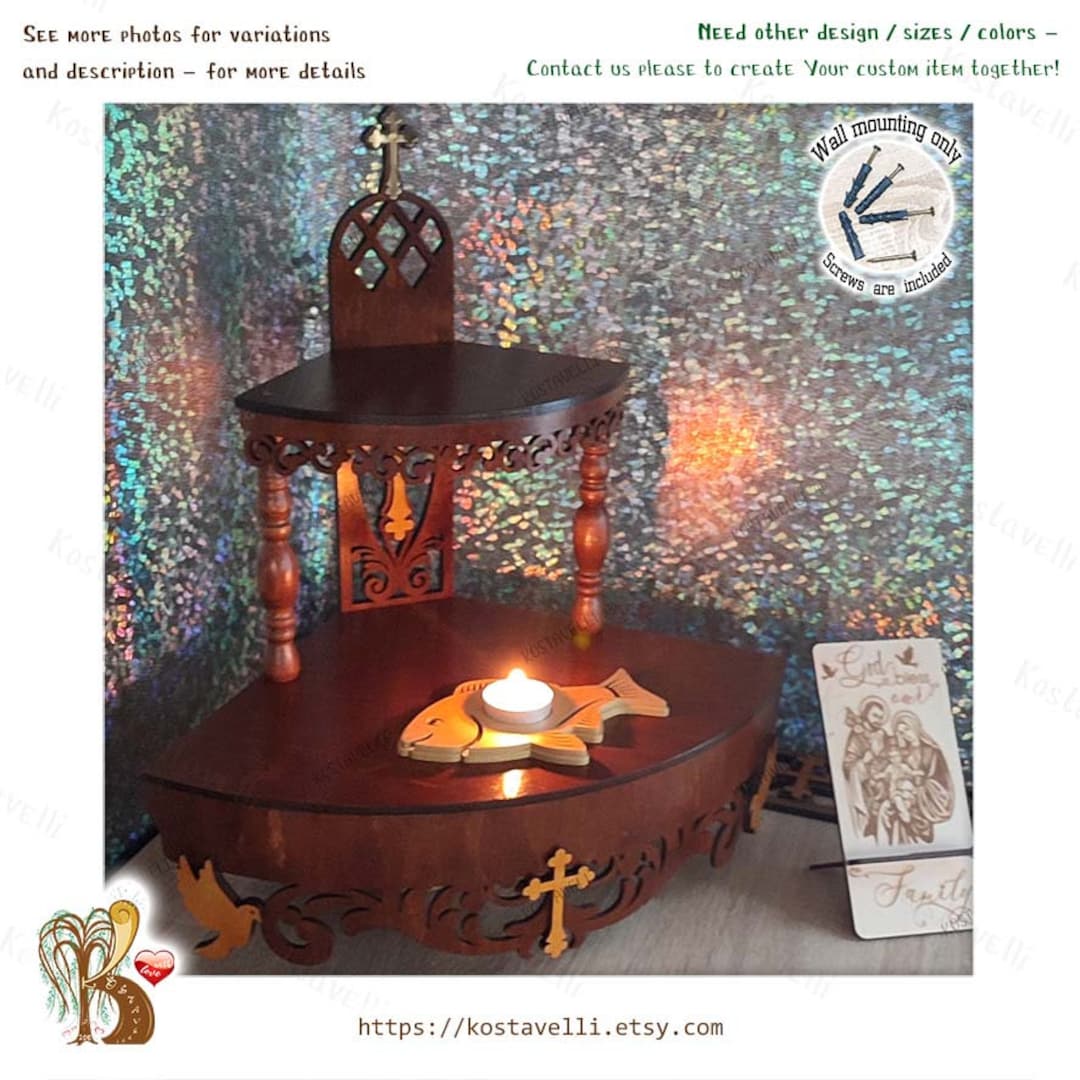 Wooden Corner Altar Shelf: Christian Orthodox Home Icon Display - Etsy