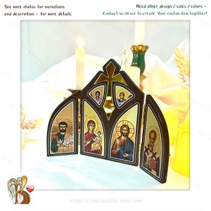 Triptych Wooden Icon Jesus Christ Archangels St. Nicholas Religious Gift Prayer Christian ...