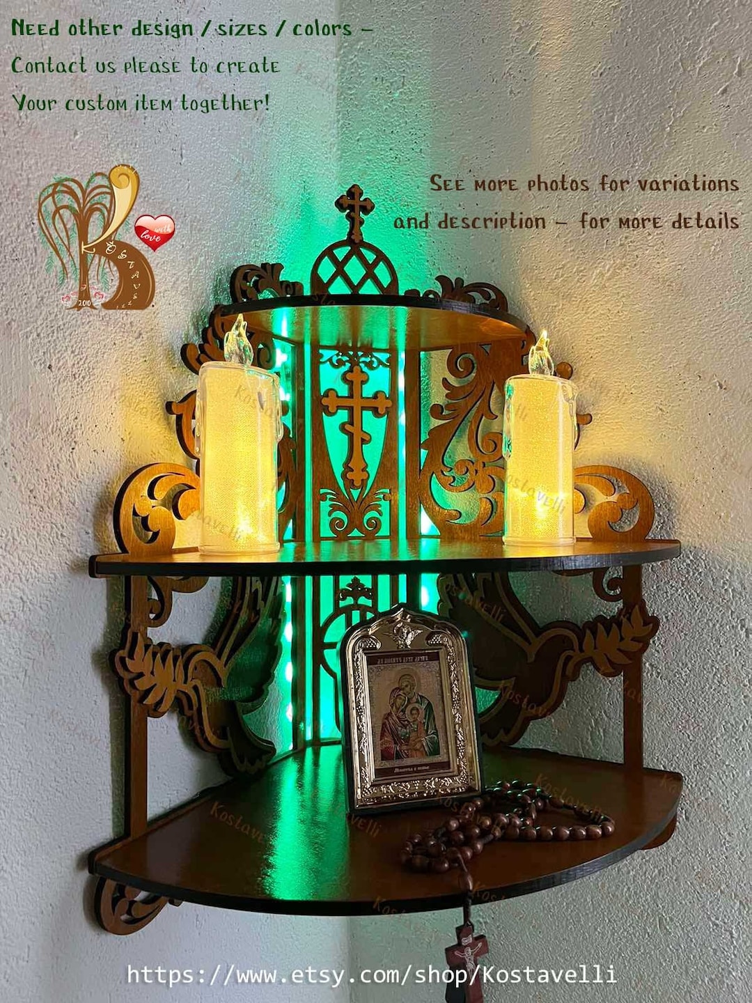Prayer Altar Wooden Shelf Display Christian Catholic Orthodox Home ...