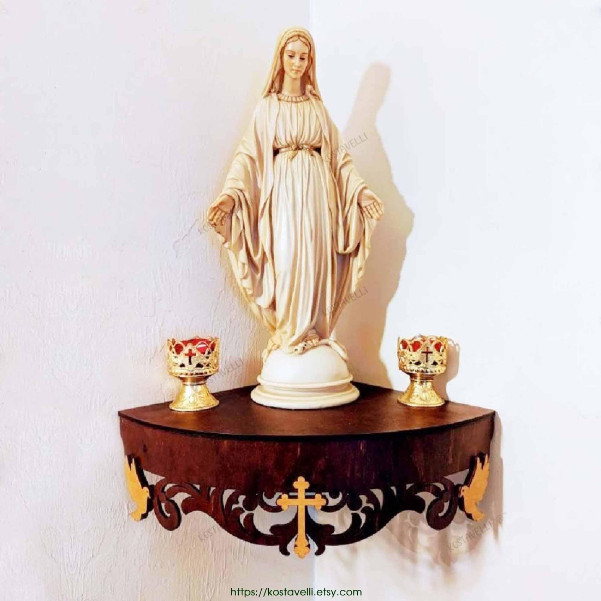 Wooden Corner Display Float Shelf Catholic Christian Orthodox Prayer ...