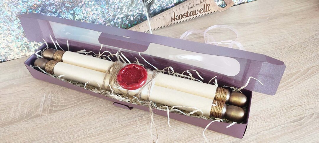 Paper Scroll Anniversary Gift Customized Rolled Scrolls on Wooden Rods ...
