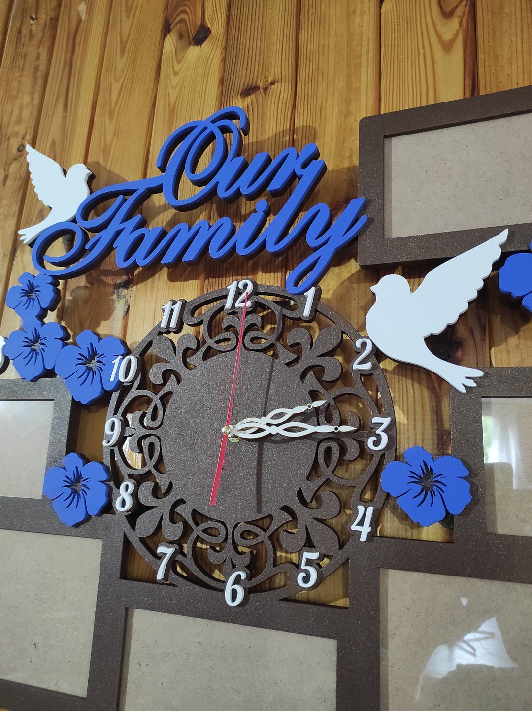 Photo Clock Frame Collage Custom Wall Picture Collage Custom Wood Clock ...