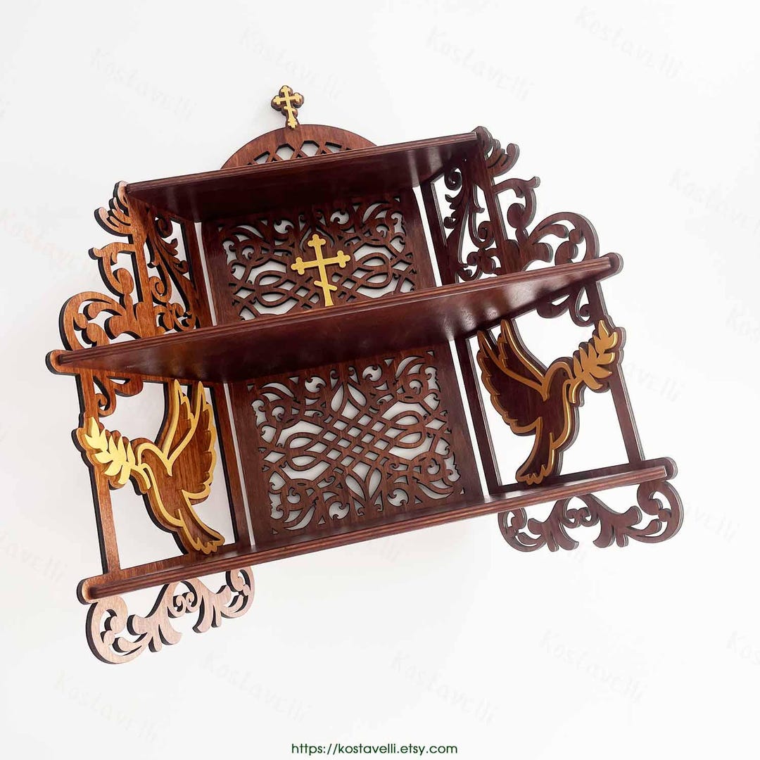 Shelf for Icons: Catholic & Orthodox Wooden Home Altar Floating Display ...