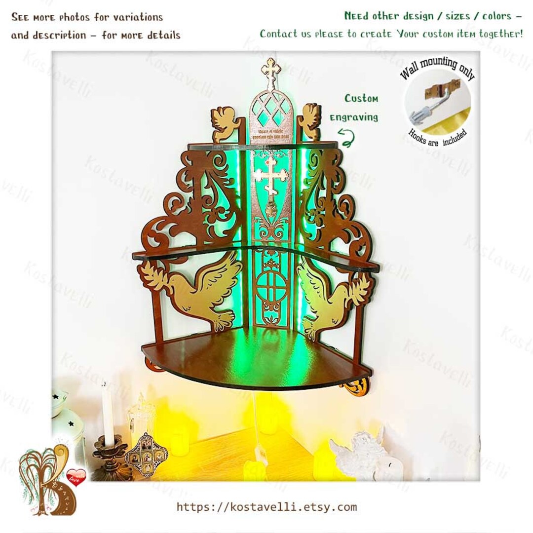Wooden Corner Shelf Catholic Home Altar Icons, Christian Prayer Altar ...