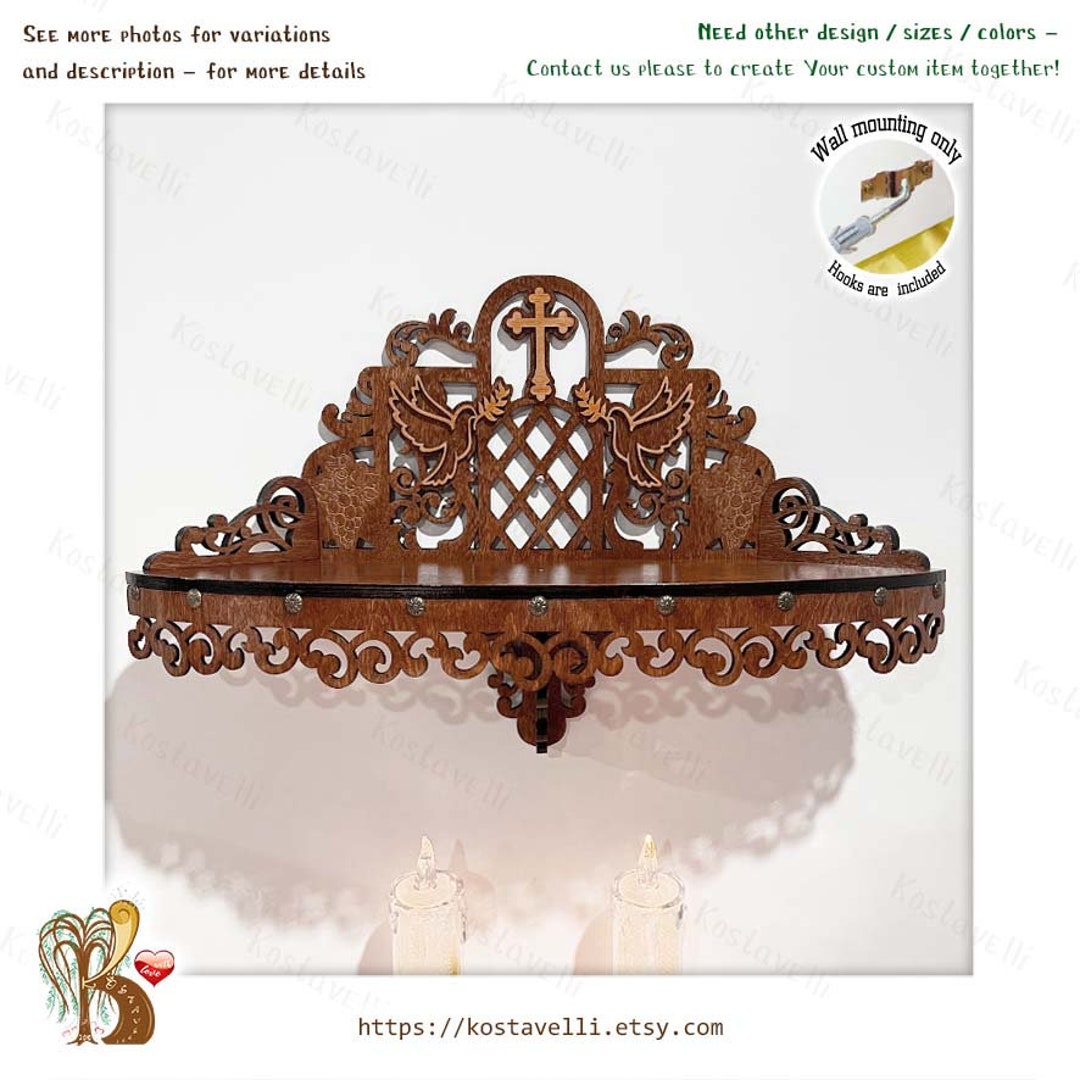 Wooden Shelf Float Wall Display Christian Altar Catholic Orthodox ...