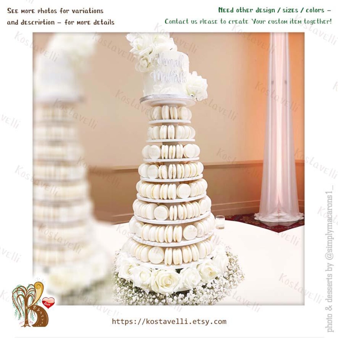 French Macarons 10 Tiers Tower Cake Stand Wooden Macaron Display Wooden ...