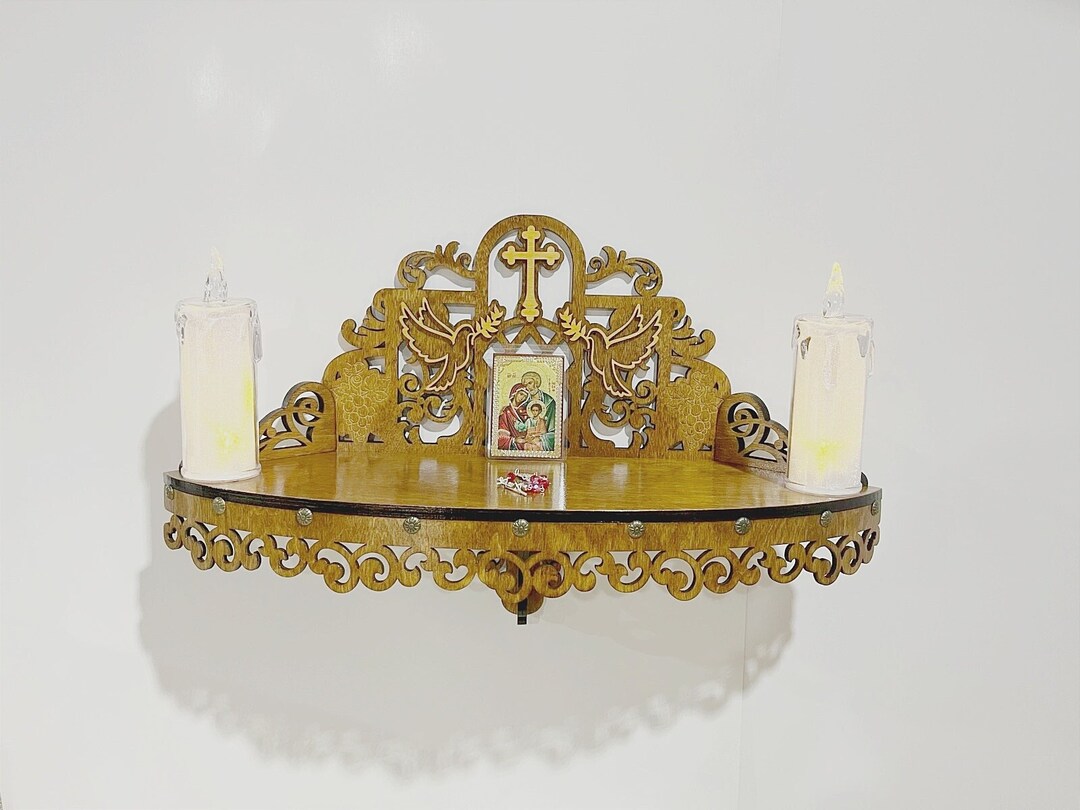 Home Altar Wall Shelf Display Statues God Virgin Christian Altar ...