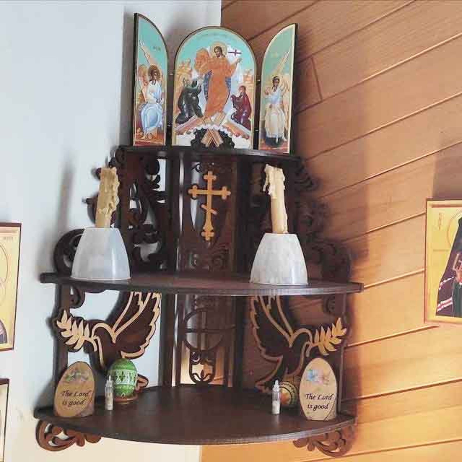 Wooden Corner Shelf for Icons Catholic Home Altar Christian - Etsy