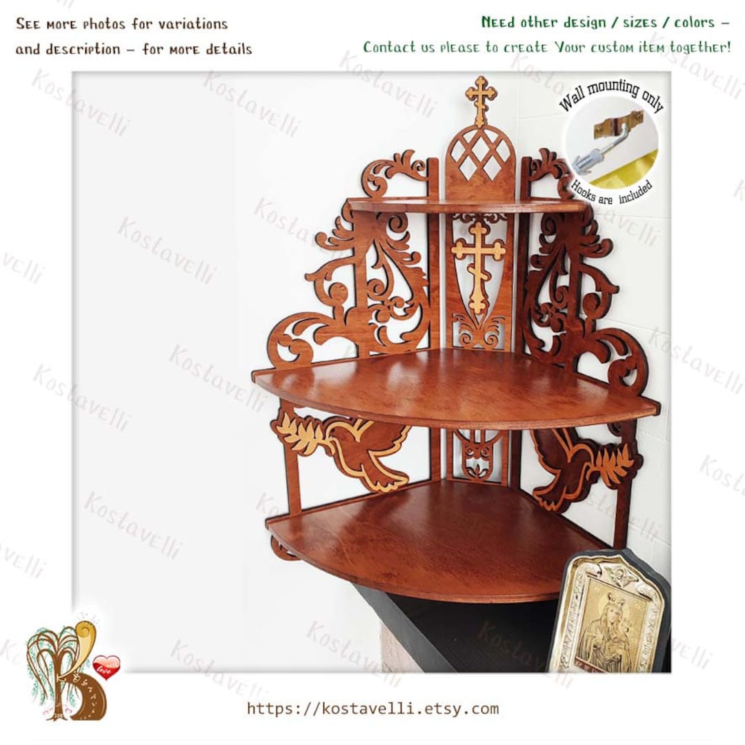 Wooden Corner Altar Shelf Display Christian Catholic Orthodox Home ...