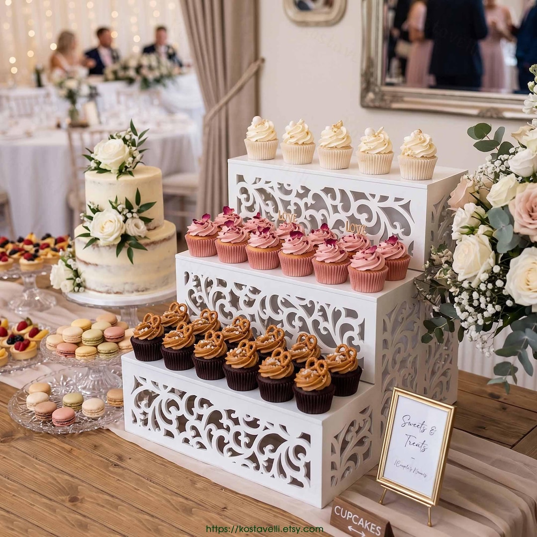 Wooden Cupcake Stand: Tiered Dessert Display for Wedding Treats - Etsy