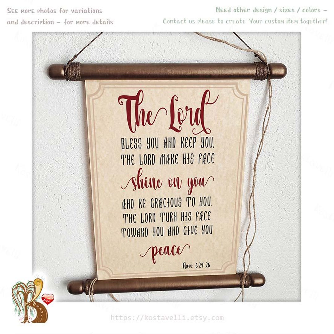 Scroll Paper Christian Bible Verse Lord Bless You Keep You Customized ...