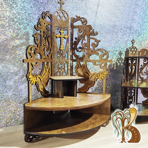 Wooden Corner Shelf for Icons Catholic Home Altar Christian - Etsy