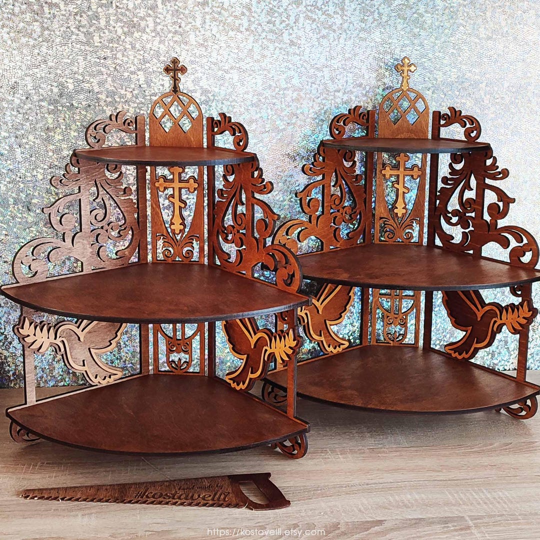 Corner Altar Shelf for Icons – Prayer Iconostasis Display - Etsy