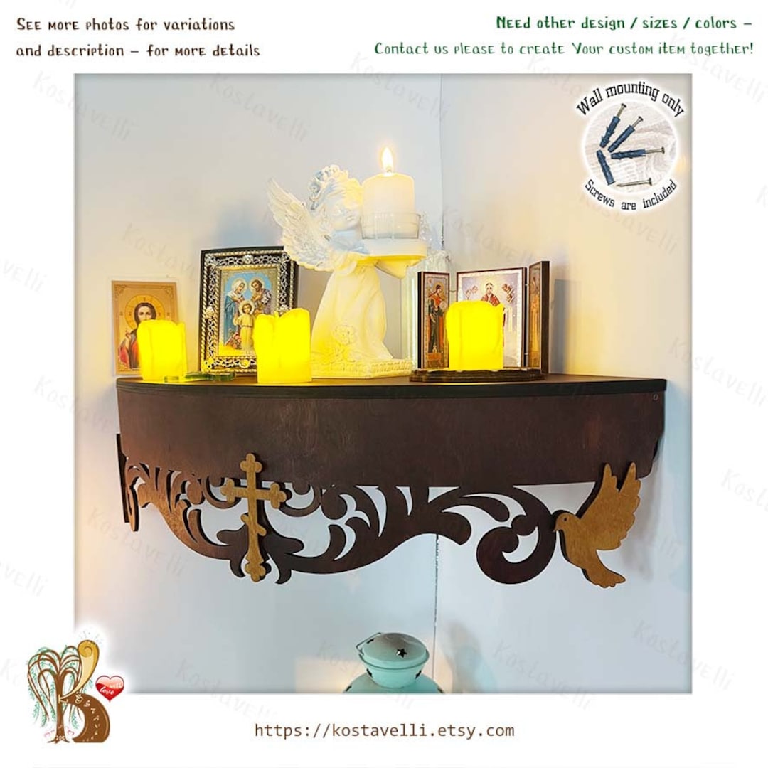 Corner Display Shelf Wooden Float Altar Catholic Christian Orthodox ...