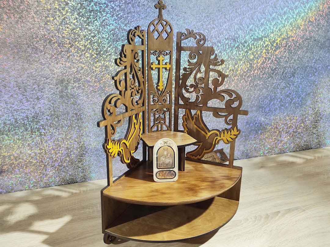 Wood Shelf for Statues Bible Icons Wooden Corner Shelves Wall Shelf ...