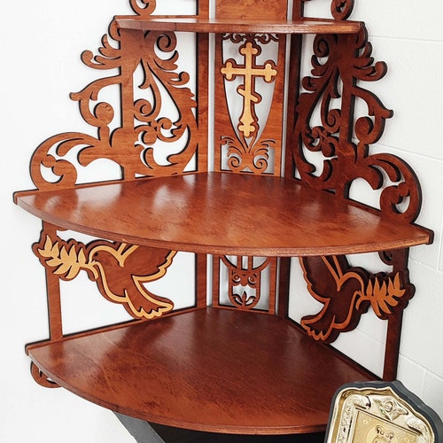 Wooden Corner Shelf for Icons Catholic Home Altar Christian - Etsy