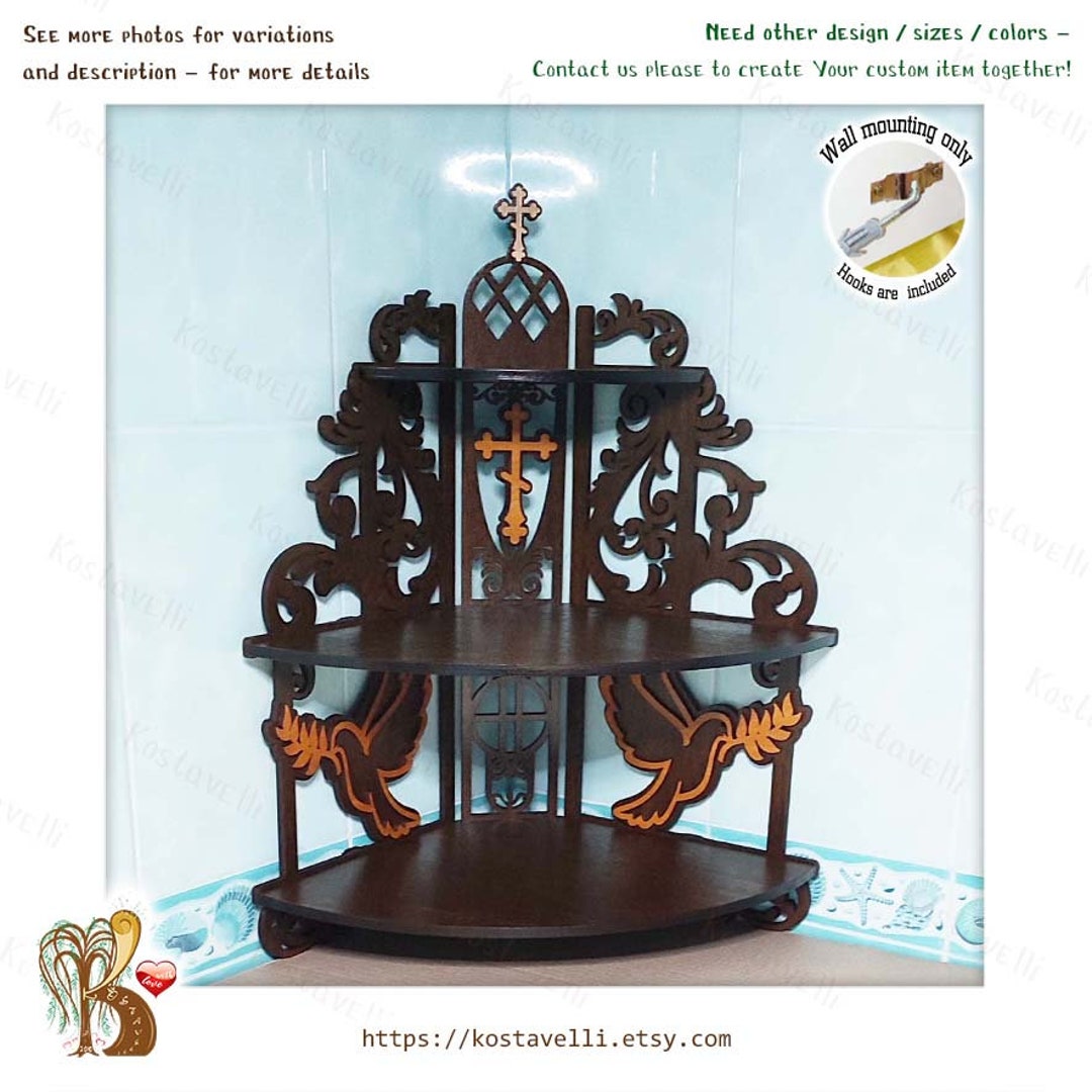 Corner Altar Wooden Shelf Display Christian Catholic Orthodox Home ...
