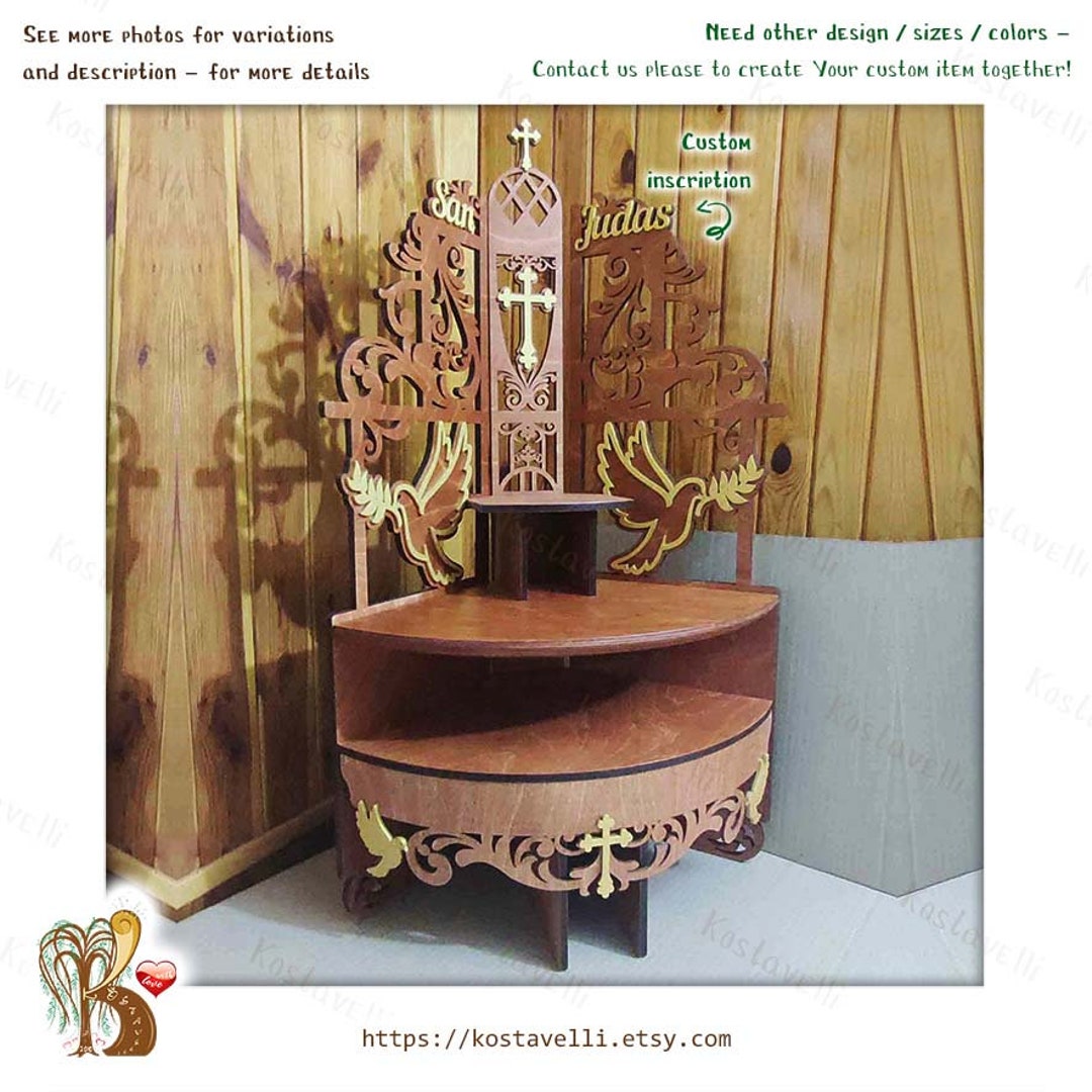 Corner Shelf Altar Wooden Statues Display Christian Catholic Orthodox ...