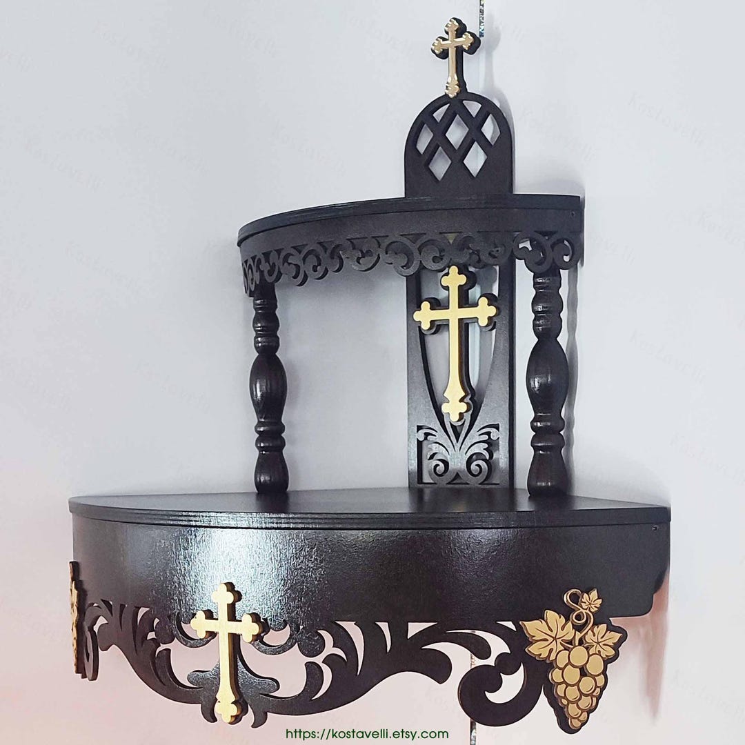 Wooden Corner Altar Shelf: Catholic & Orthodox Home Shrine - Etsy
