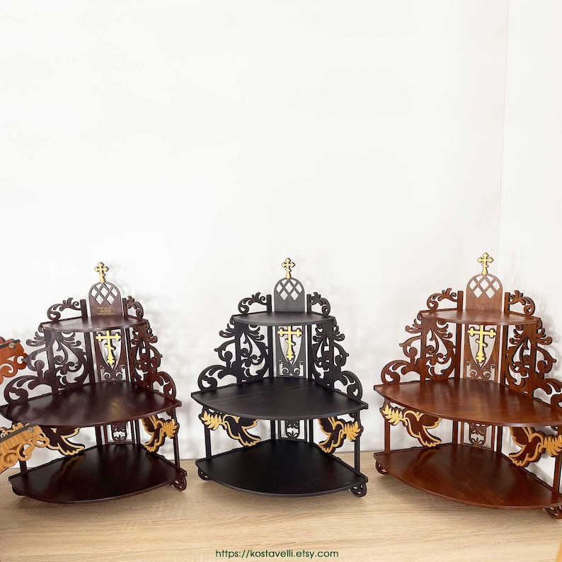3-tier Wooden Orthodox Prayer Corner Shelf – Christian Icon Display ...