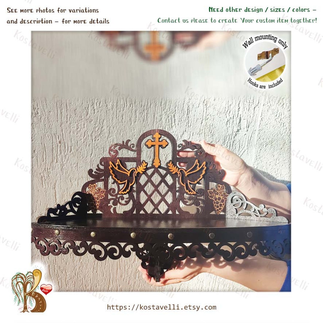 Walnut Wood Wall Shelf: Christian Altar, Catholic Orthodox Display - Etsy
