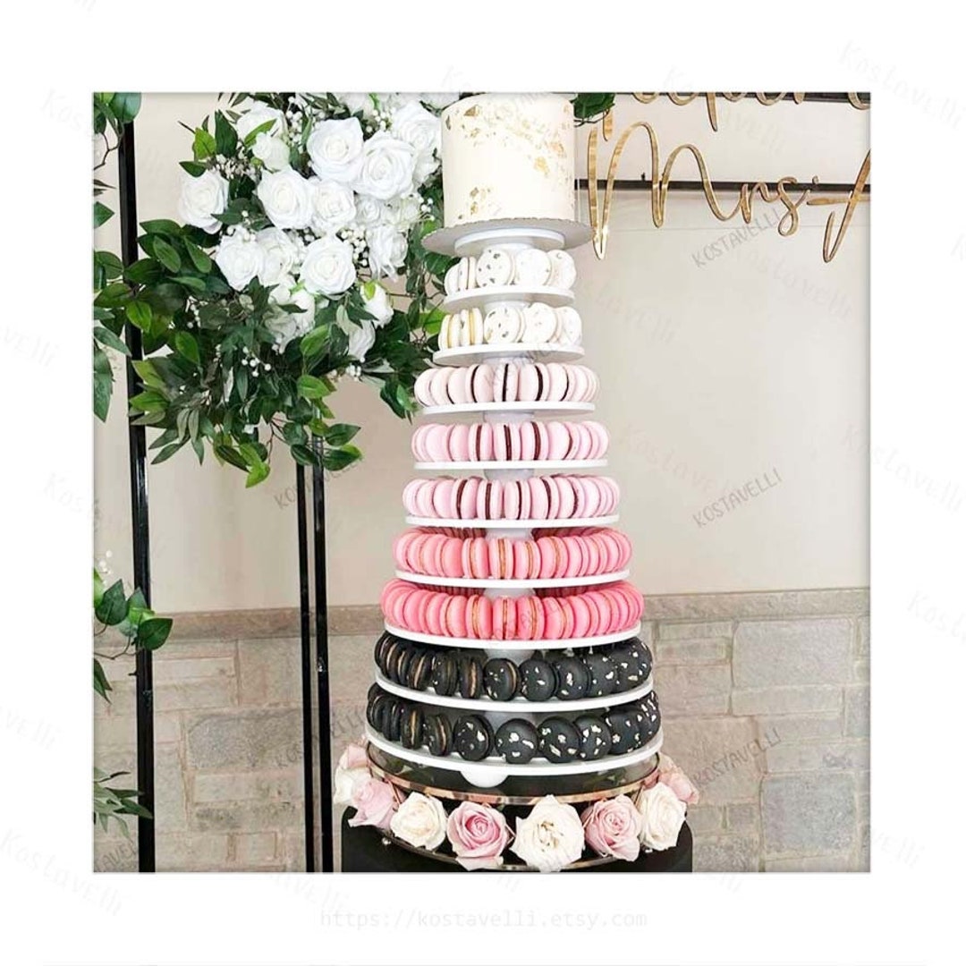 Macaron Tower Wood Cake Stand 10 Tiers Dessert Display Treat Bar Holder ...