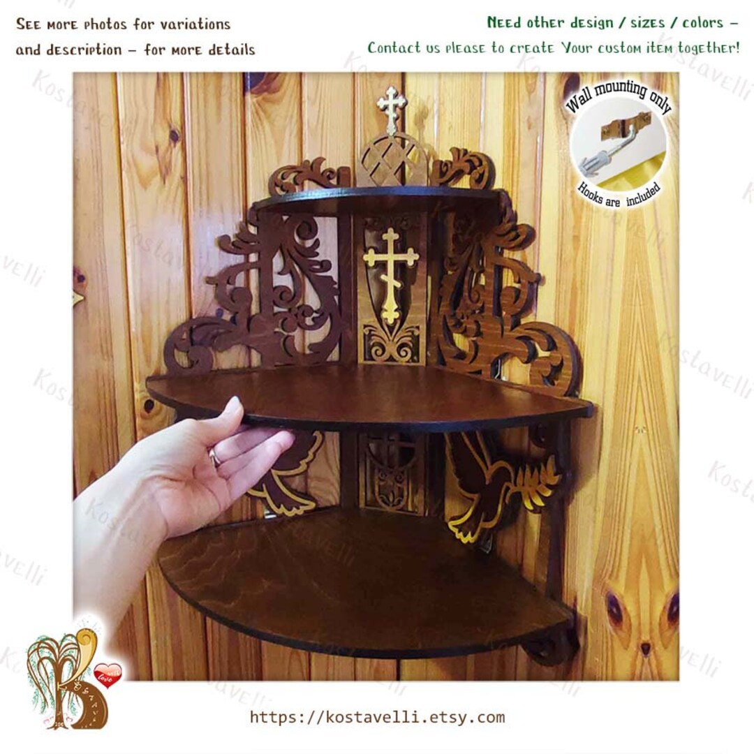 Wooden Corner Shelf Icons Catholic Home Altar, Christian Home Altar ...