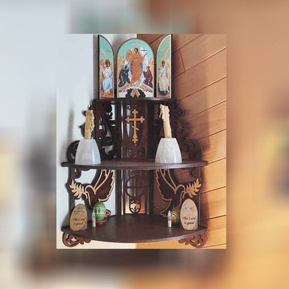 Wooden Corner Shelf Christian Home Altar Custom Wood Shelf | Etsy