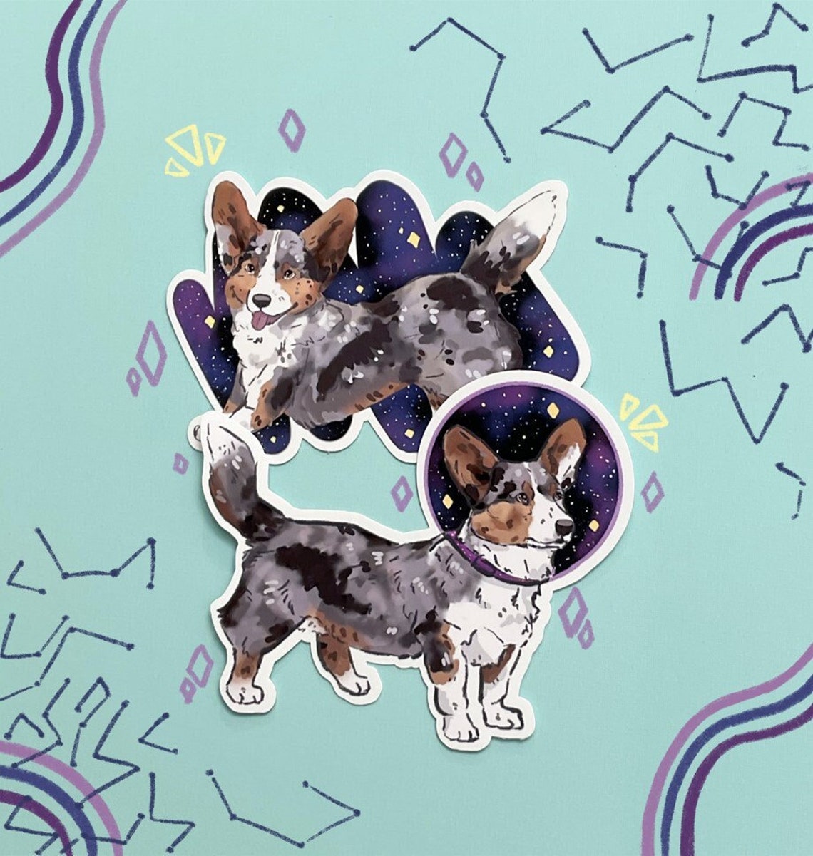 Blue Merle Space Corgi Stickers Pack VINYL - Etsy